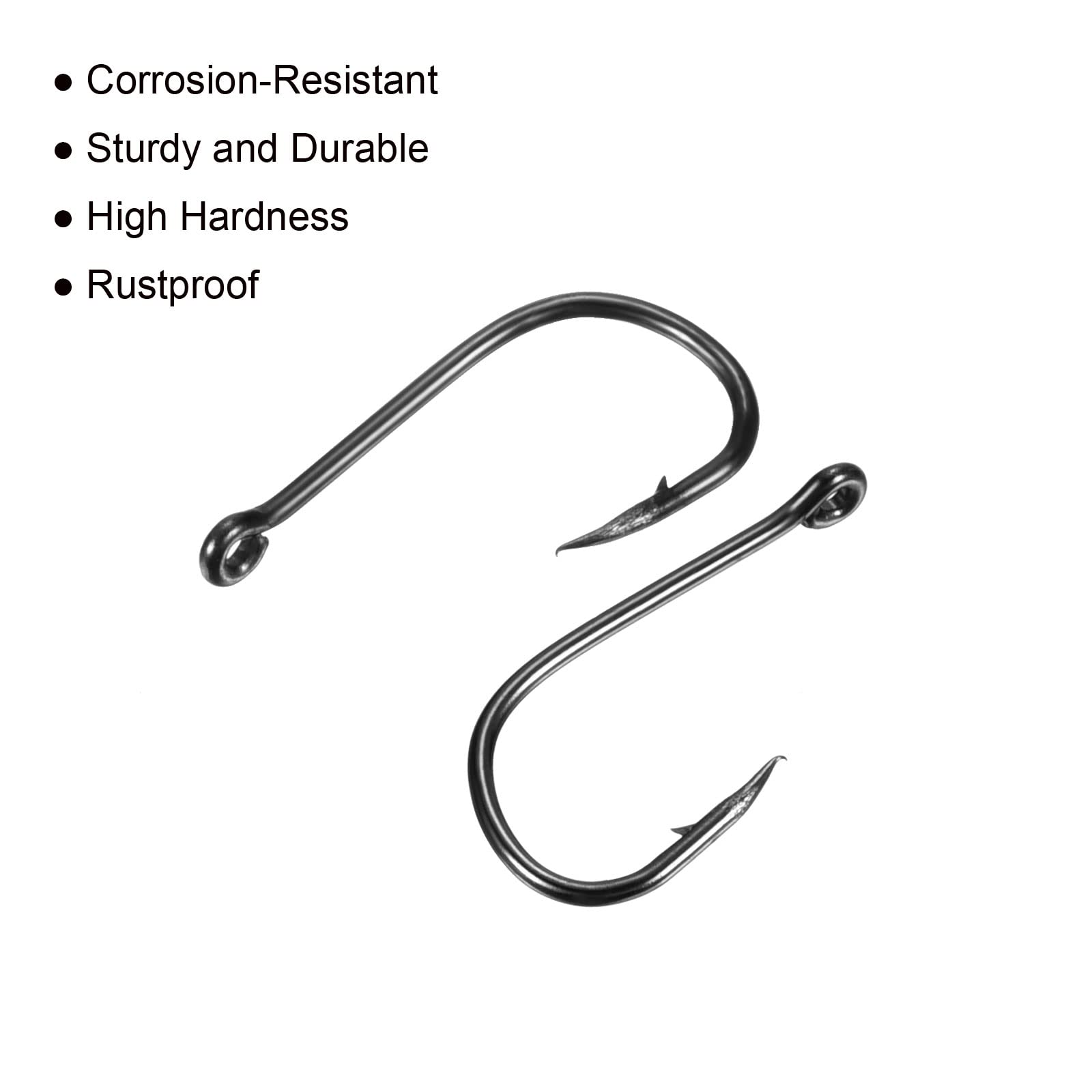 PATIKIL 12# Catfish Hooks, 200 Pack 0.49" Claw Fish Hook Fishing Hook High Carbon Steel J Shaped with Barbs for Freshwater Saltwater, Black