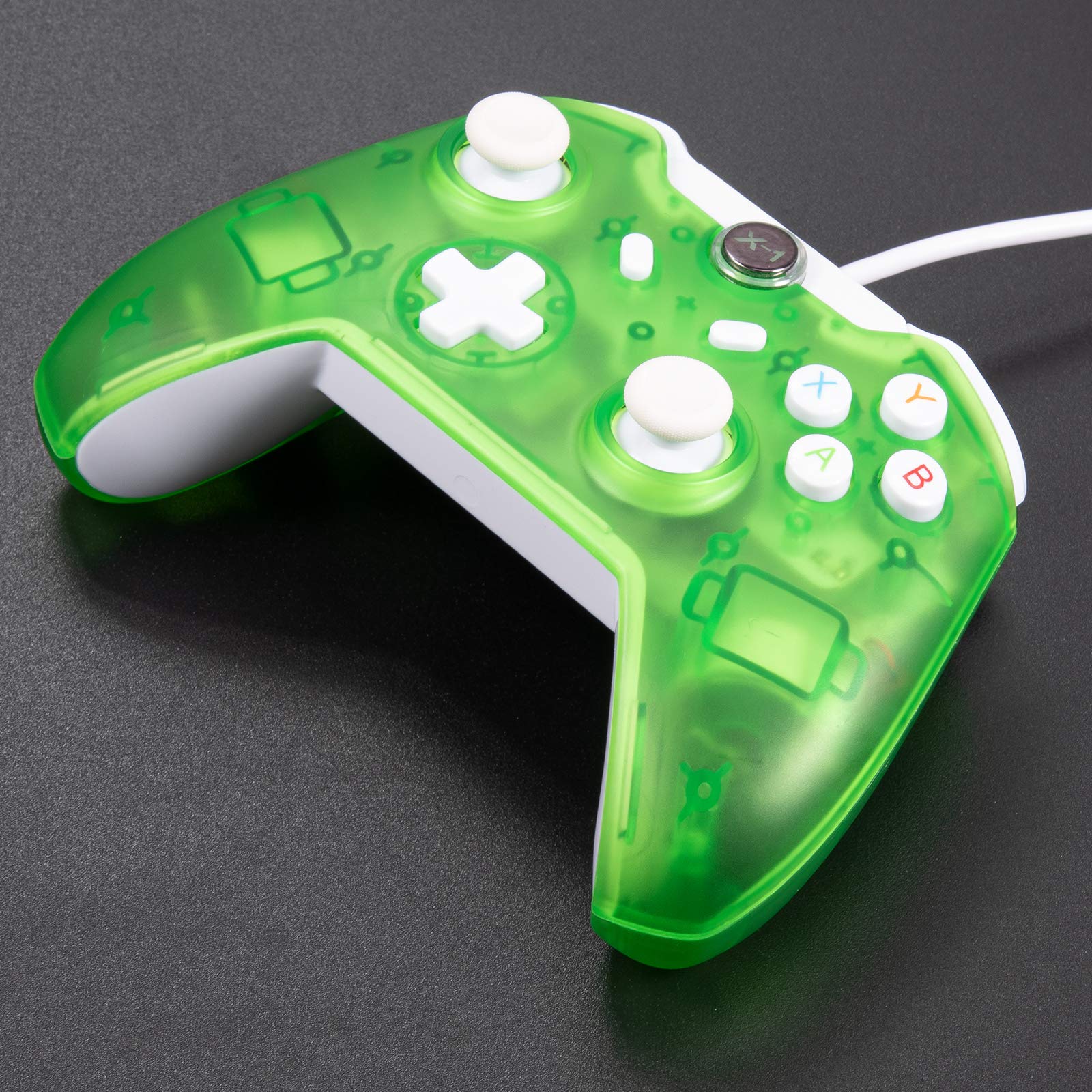 LUXMO PREMIUM Wired USB Controller for Xbox One, Xbox 1s Controller Joystick Gamepad Remote with Vibration LEDs Flicker Function for Xbox One Console PC Windows 7/8/10 (Transparent Green)