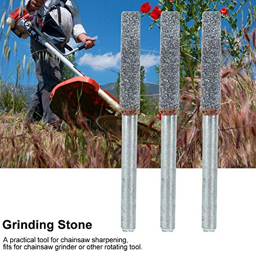 Syrisora Chainsaw Grinding Stone, 7 * 2 * 1 3Pcs 4mm 5/32in Diamond Chainsaw Sharpener Burr Stone, File Sharpening Tool for Rotating Tool