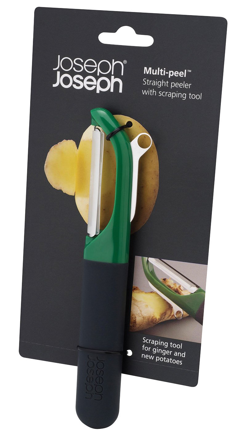 Joseph Joseph Multi-Peel Straight Peeler Easy Grip Handles Stainless Steel Blade for Kitchen Vegetable Fruit, Green