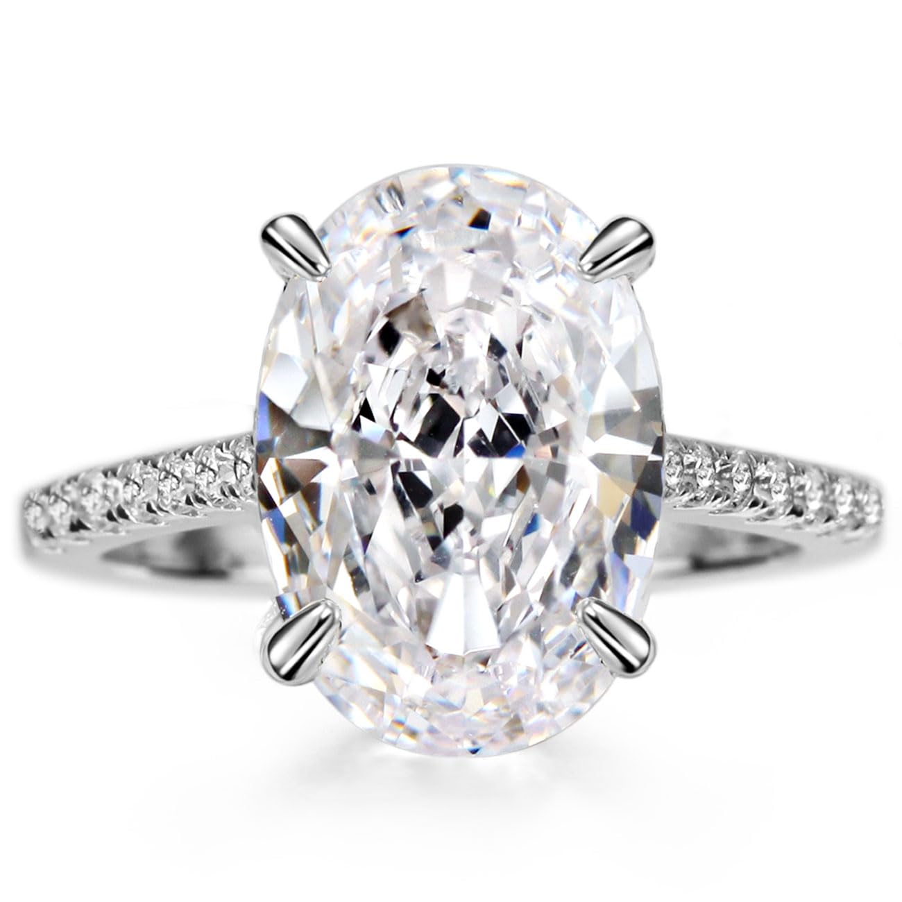 Michooyel Oval Cut 4ct Engagement Ring Sterling Silver Cubic Zirconia Rhodium Plated Solitaire Womenâs Ring Wedding Ring Promise Ring Wedding Band