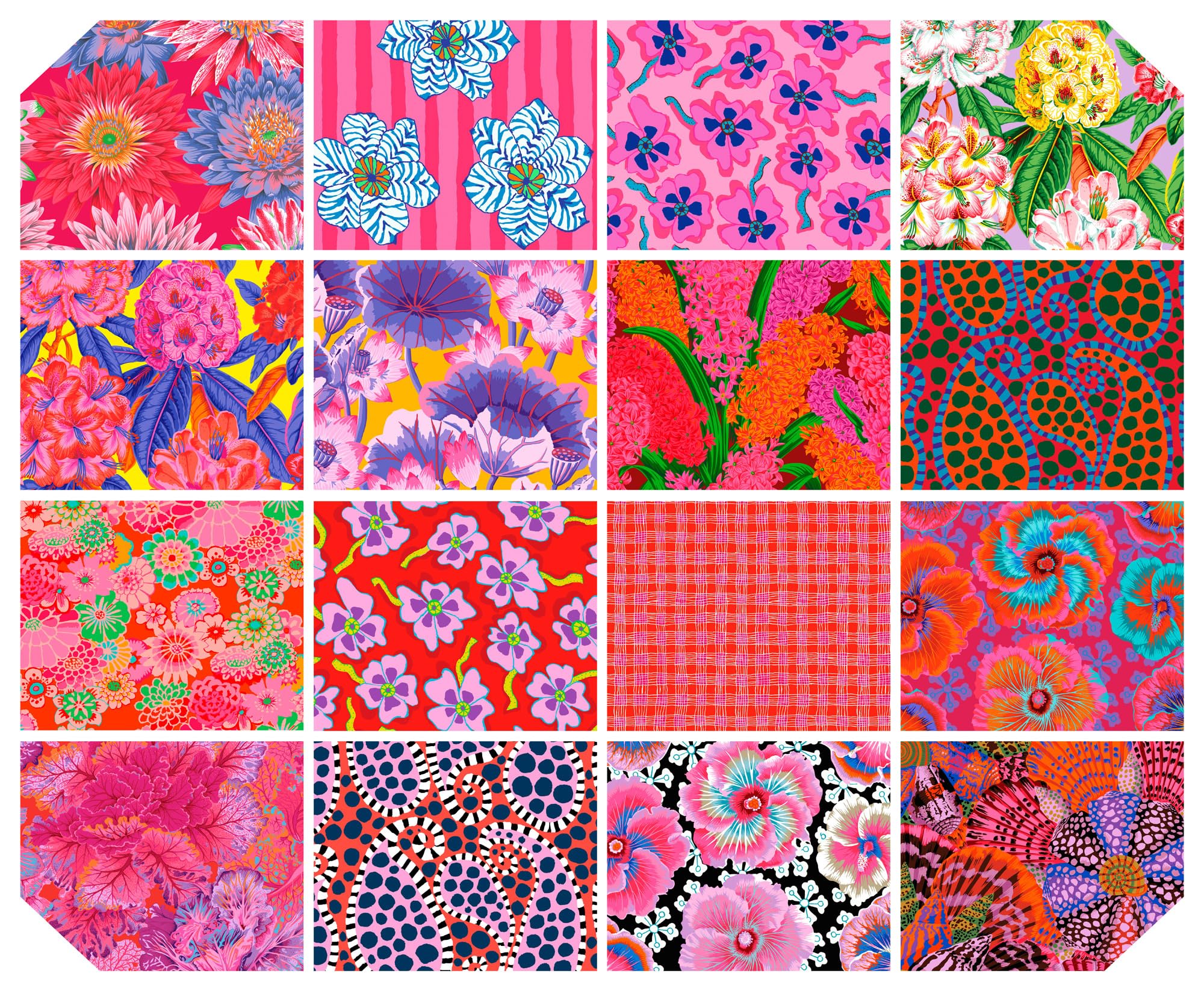 Kaffe Fassett Collective August 2023 Hot Design Roll 40 2.5-inch Strips Jelly Roll FreeSpirit