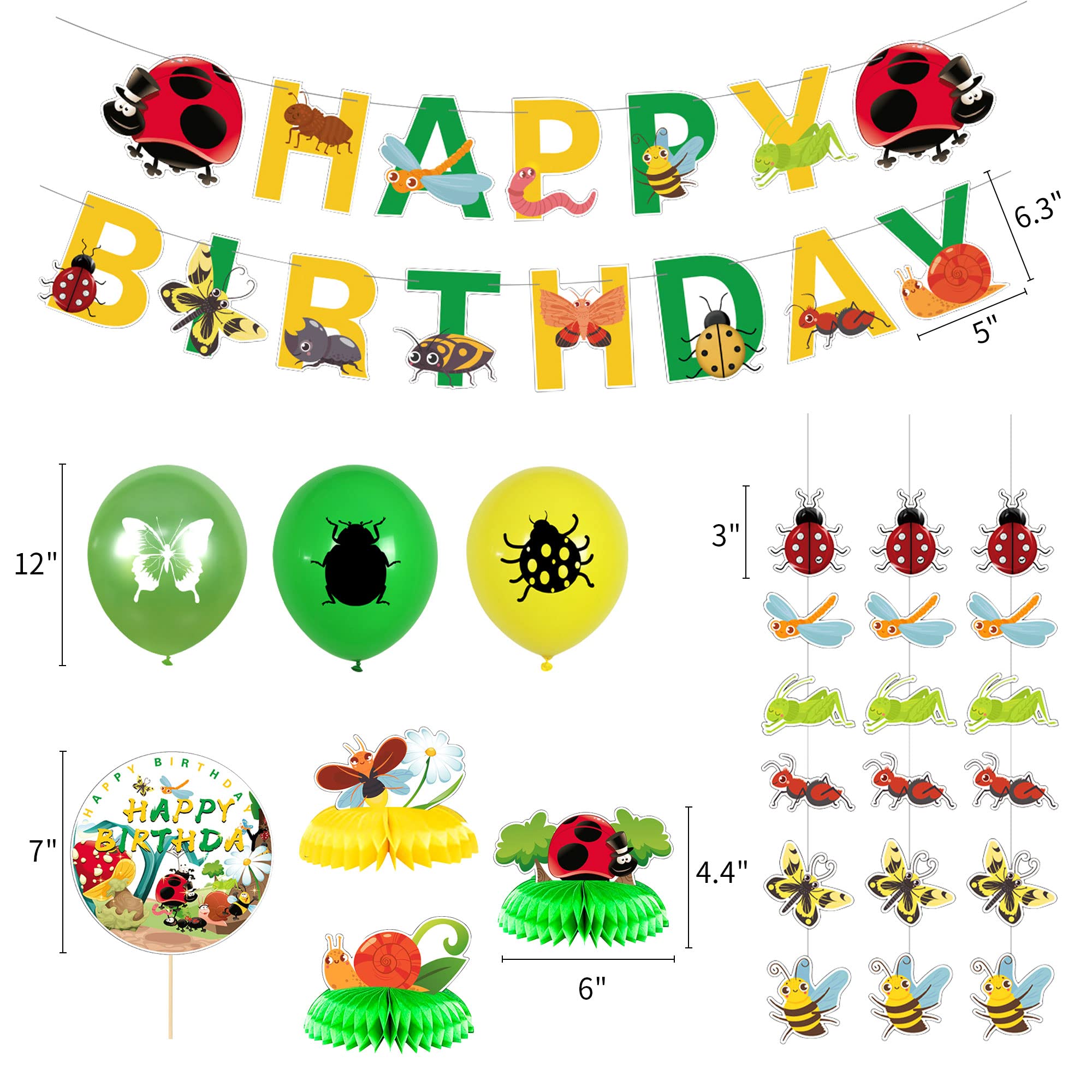 Insect Birthday Party Decorations Bugs Party Plates and Napkins Bugs Party Decorations Garden Birthday Party Decorations Caterpillar Ladybug Birthday Banner