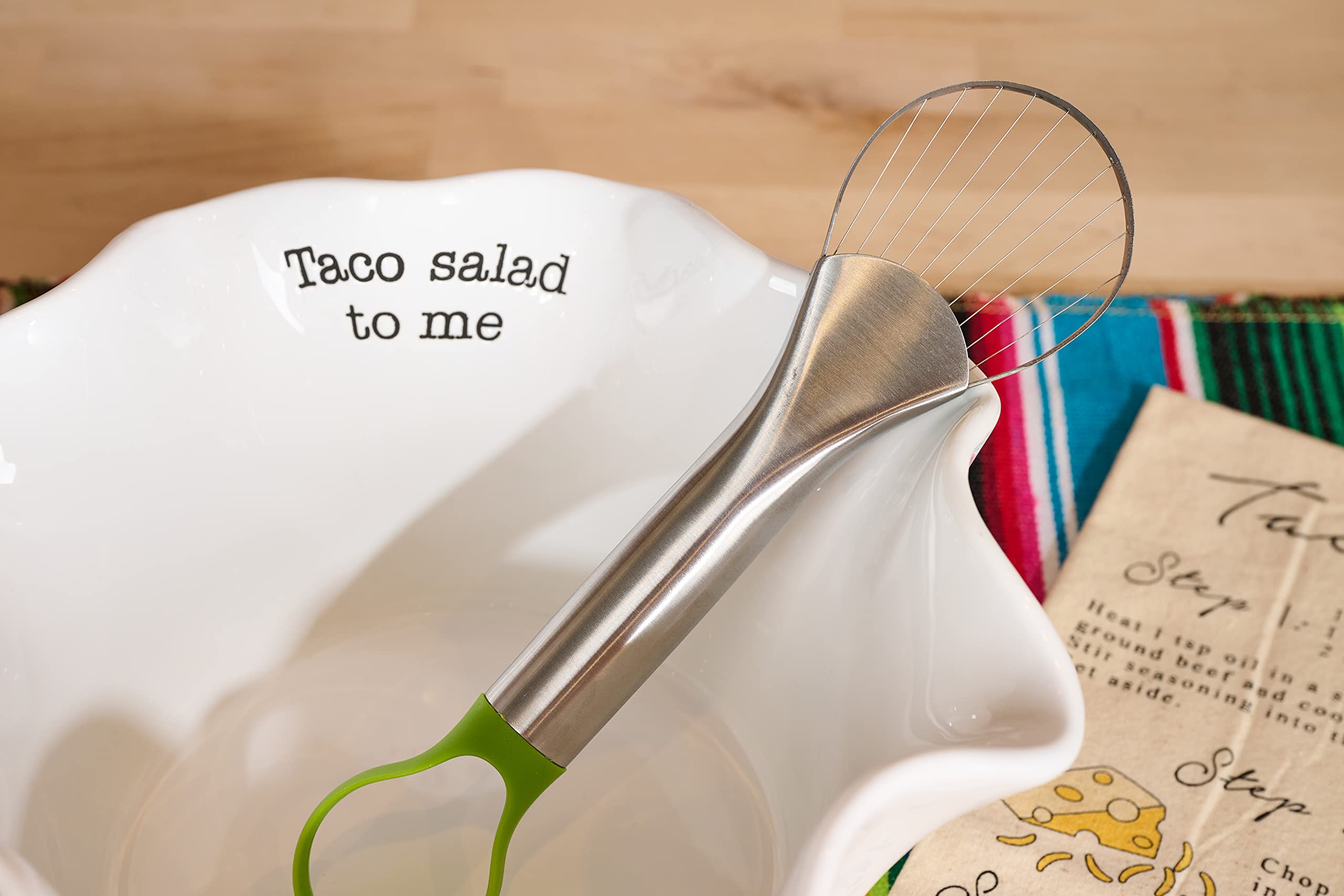 Mud Pie Circa Taco Salad Bowl and Towel Set, White, 5" x 10" dia