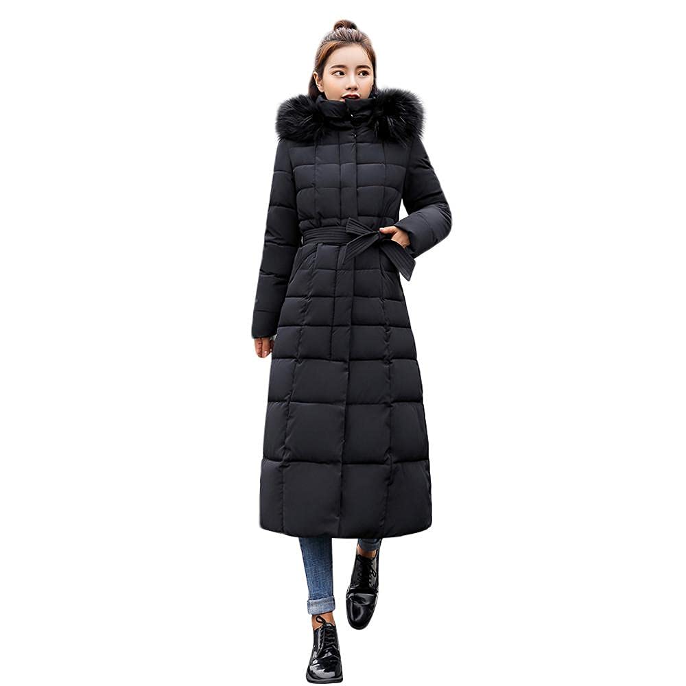 melupa Women's Long Down Coat with Faux Fur Hood Winter Warm Thickened Maxi Down Parka Puffer Jacket Overcoat Outwear