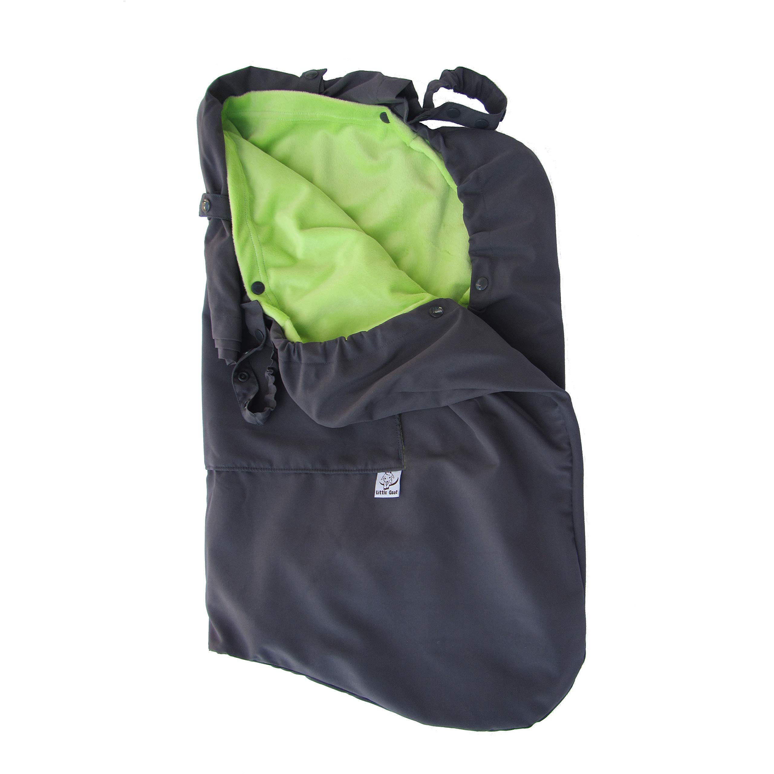 Little Goat 3-Season Baby Carrier Cover for Rain and Cold Weather (Pewter/Lime)