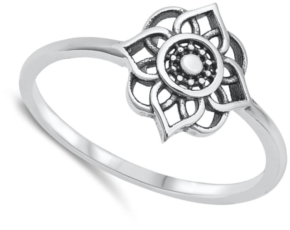 Mandala Universe Circle Classic Ring New .925 Sterling Silver Band Size 10