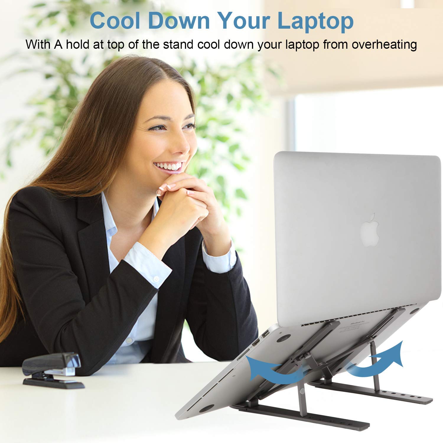 Laptop Stand, Adjustable Portable Laptop Holder,Aluminum Alloy Desktop Mount Compatible with 10-15.6 Inch MacBook PC-Notebook Tablet Thinkpad （Space Gray）