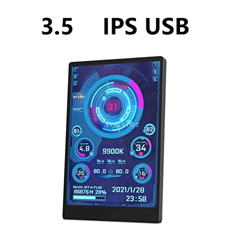 Smala 3.5 Inch IPS USB Mini Screen AIDA64 PC CPU RAM HDD Data Monitor Computer Temperature Display Type-C Sub Screen