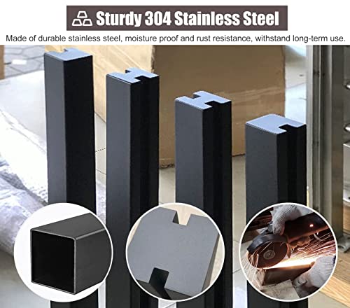 ZIMGOD Metal Glass Railing Post Kit, Black Glass Balustrade System, Vertical Glass Panel Post for Internal/External/Loft/Villa, Custom Size (Color : Mid Post, Size : 95cm/37.4")