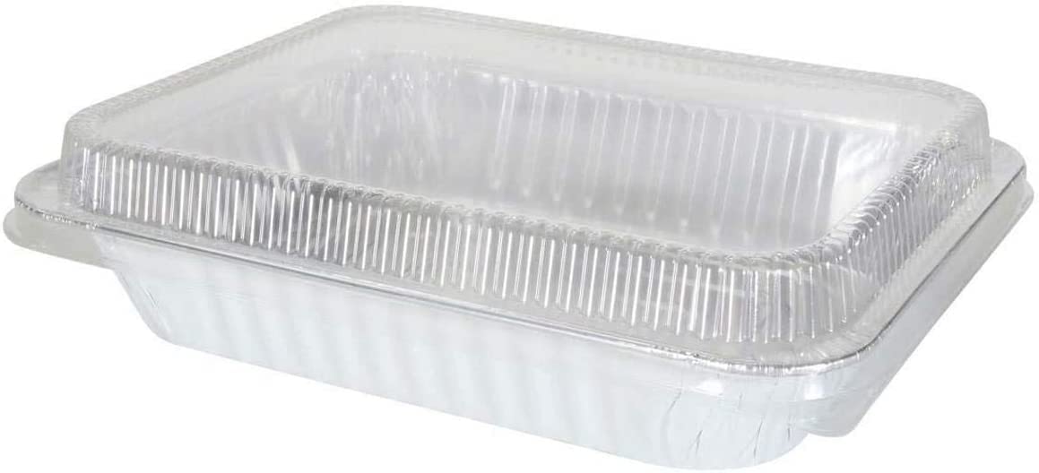 Nicole Fantini 9 x 13β Half Size Disposable Aluminum Pan with Dome Lids - Keep Meals Fresh Longer - Versatile Food Containers - Eco-Friendly & Durable - Set of 10