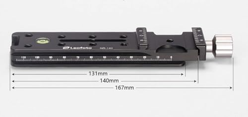 Leofoto NR-140 Nodal Slide Rail with Arca Clamp, 140mm Dual Arca Rail, 1/4" Camera Screw, Bubble Level
