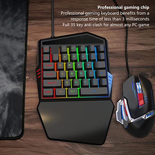 PUSOKEI 35key Mini One Handed Keyboard, RGB Backlit Gaming Keyboard USB Wired Left Handed Keyboard for PC, Laptop, Desktop, Games