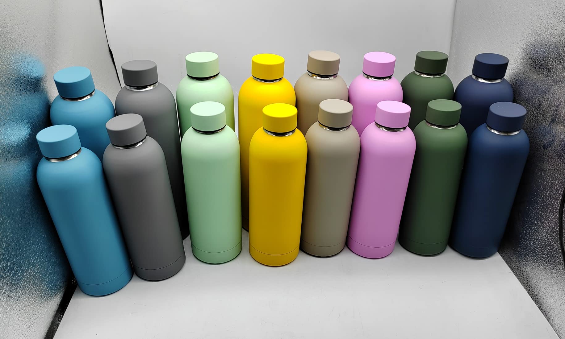 Stainless Steel Water Bottle, Colorful, Double Wall, Thermo Flask 500ml, Rubber, Matte Finish, School, Office, GYM, Small Mouth Water Bottle (Beige)