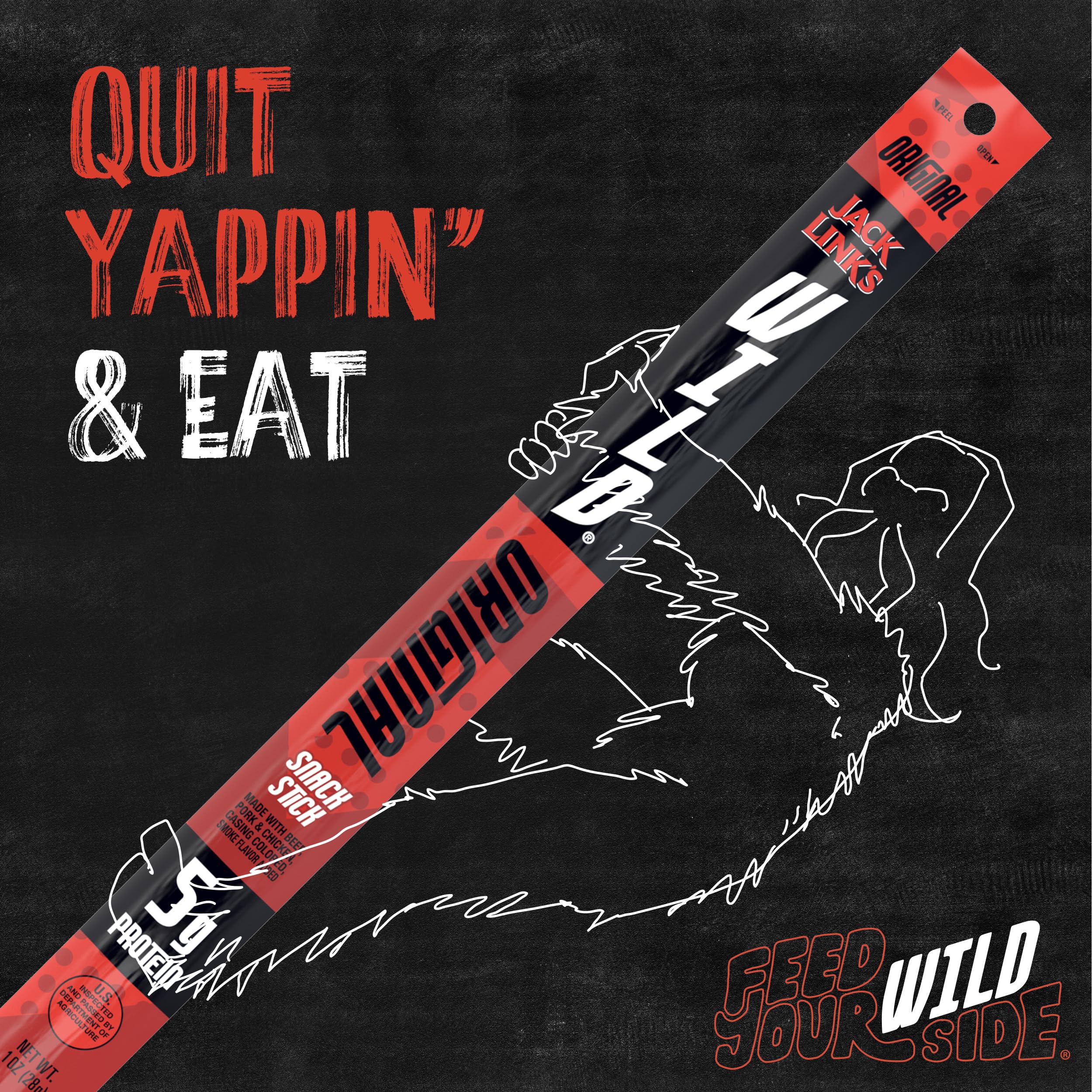 Jack Link's Wild Beef Sticks, Original β Protein Snack, Meat Stick with 6g of Protein, 1 oz. (Pack of 20)