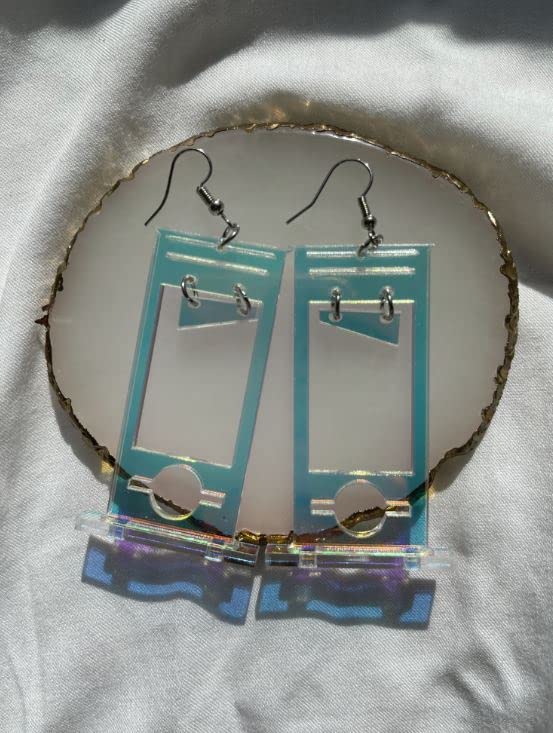 New Guillotine Dangle Earrings Spooky Cute Acrylic Eat the Rich Drop Reflective Earring for Halloween Knife Jewlery (Black)