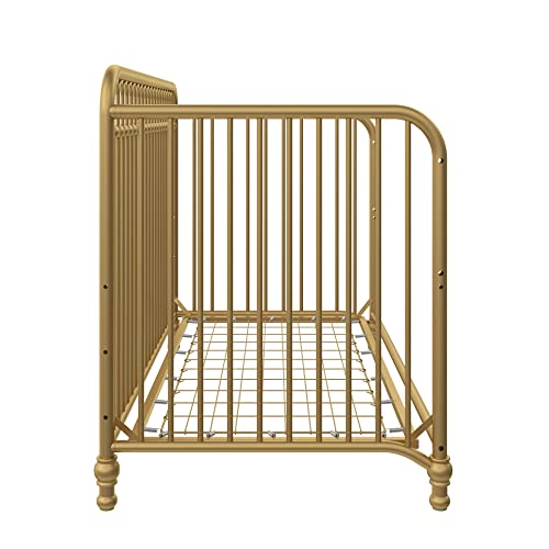Little Seeds Raven 3-in-1 Convertible Metal Crib, JMPA Certified, Gold