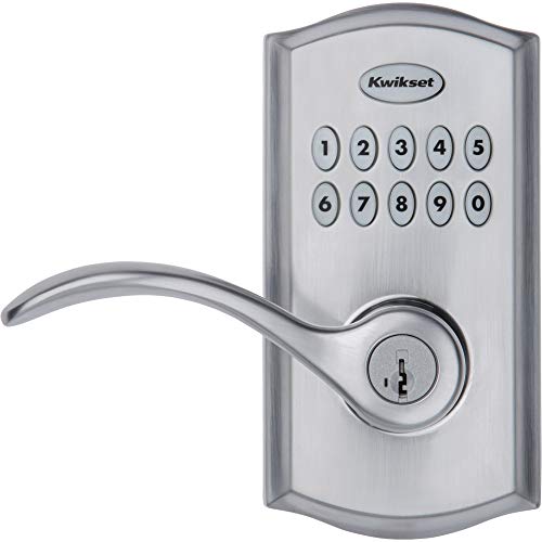Kwikset 955 Keyless Keypad Door Lock, Electronic Lever Deadbolt, 3 Entry Modes, Auto Lock, SmartKey Security - Satin Chrome