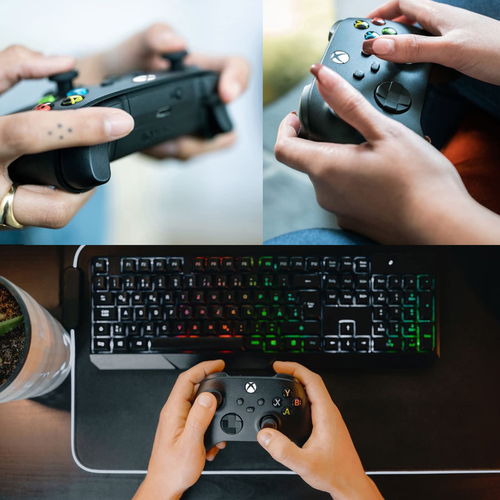 Microsoft Xbox Controller (Carbon Black) for Series X, Series S, Xbox One, Windows 10, Android & Ios, Bundled with Xbox Controller Skin Voucher & PremGear Cleaning Cloth