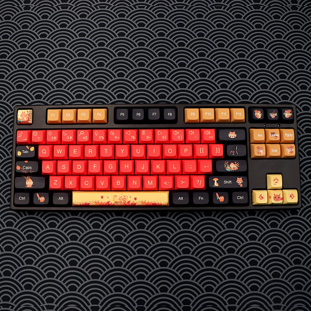 Squirrel Diary XDA Keycap 139 Keys Keycap Five-Sides Thermal for Mechanical 7U 6.25U Space XDA Profile Keycaps Cartoon Animal Theme 139-key Keycap Set for Gaming Keyboards