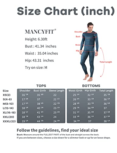 MANCYFIT Men's Christmas Pajamas Thermal Underwear Set Fleece Lined Long Johns Set Ultra Soft Diamond Blue Medium