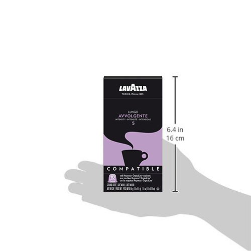 Lavazza Premium Coffee Corp Nespresso OriginalLine Compatible Capsules Avvolgente Espresso Lungo, Dark Roast Coffee, 10 ct