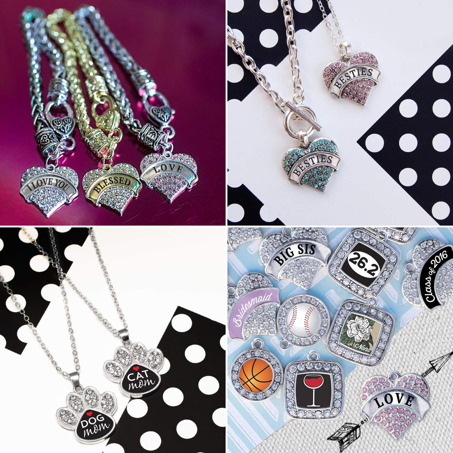 Inspired Silver - Betty Boop Charm Earrings for Women - Silver Square Charm French Hook Drop Earrings with Cubic Zirconia Jewelry
