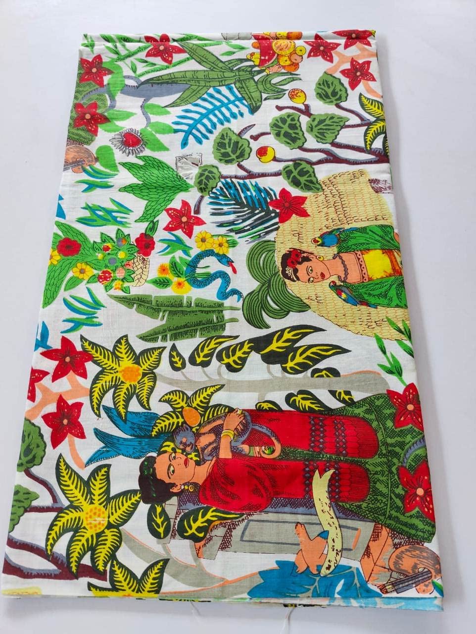 Kalap 5 Yard Indian Print Cotton Fabric by Yard Hand Block Print Cotton Fabric Indian Cotton Fabric Dress Making Unstitched Fabric (5 Yard White) (1 Yard)
