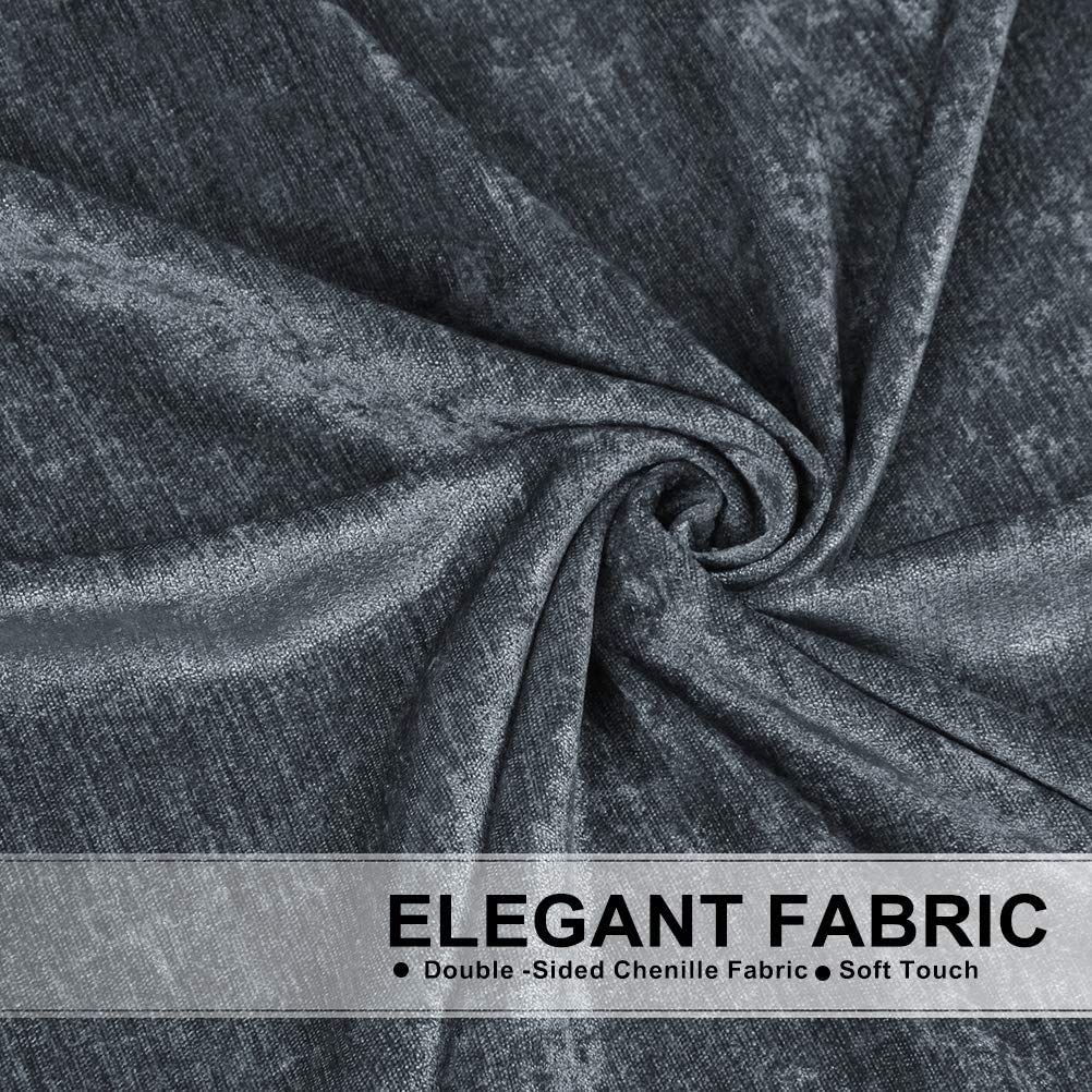 LUXCHIC Grey Chenille Curtains Valance for Living Room Window Waterfall Valance for Kitchen, Rod Pocket (Gray, 59'')
