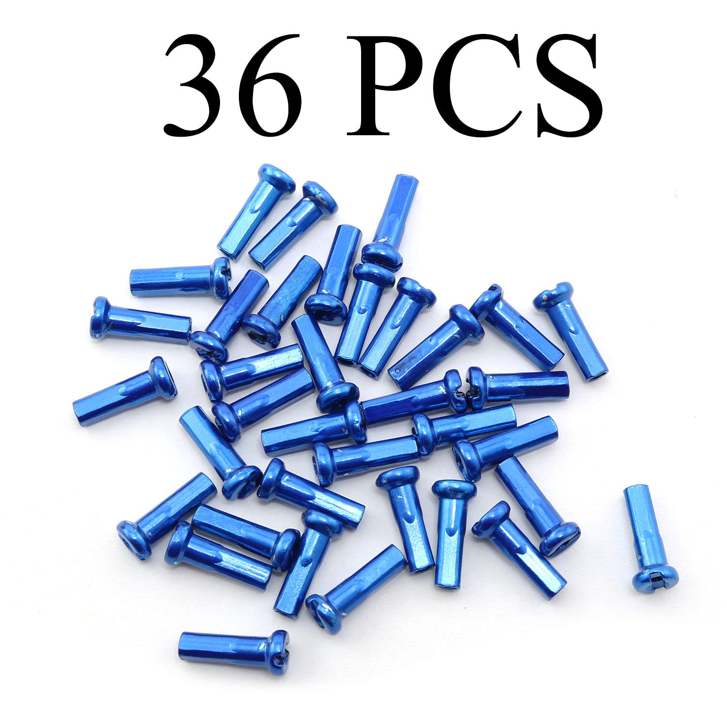Pro Bamboo Kitchen 36pcs Mountain Bike Spoke Cap Blue Carbon Steel Bicycle Spoke Cap 14G Nipple for 2mm Diameter Spokes