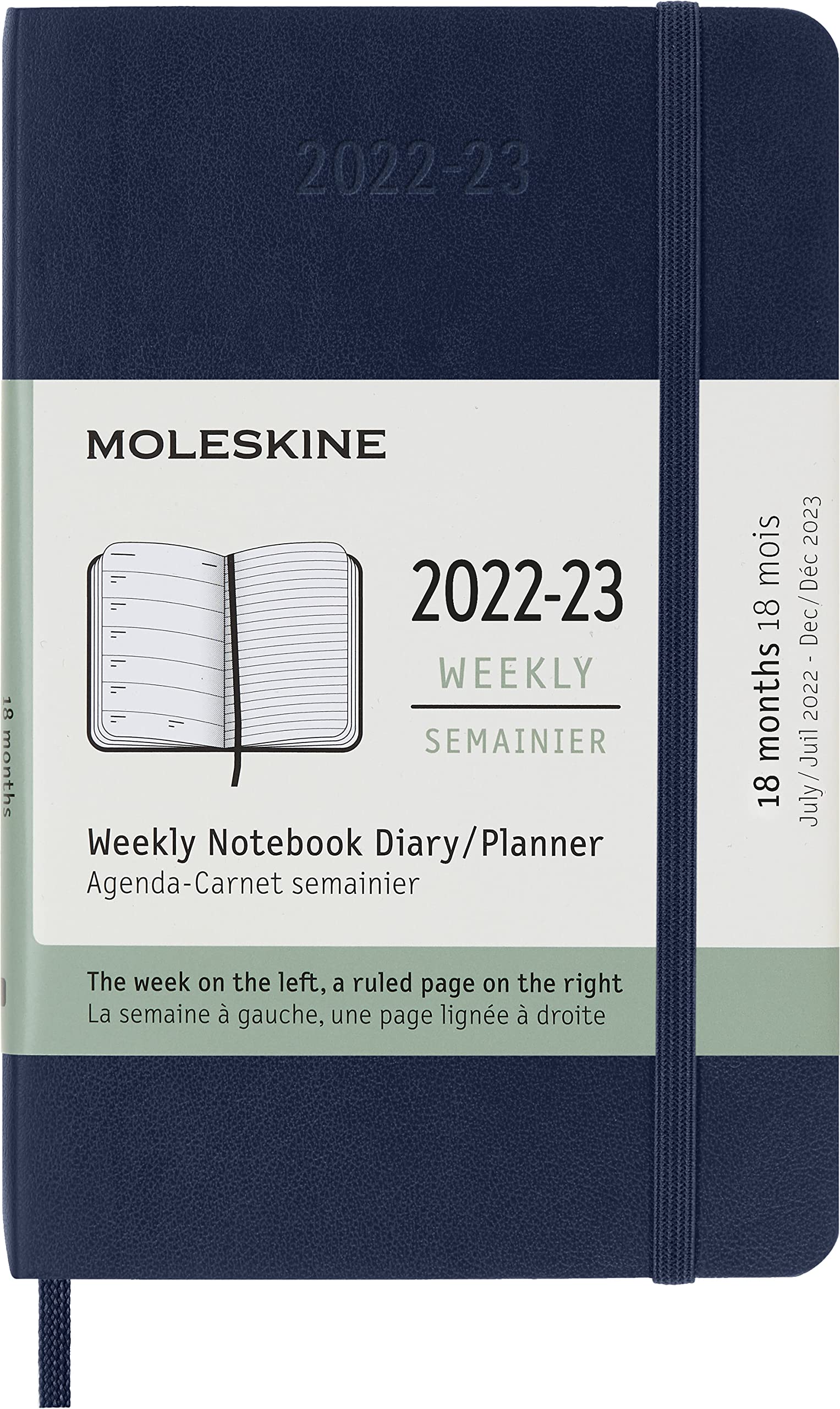Moleskine Classic 18 Month 2022-2023 Weekly Planner, Soft Cover, Pocket (3.5" x 5.5"), Sapphire Blue