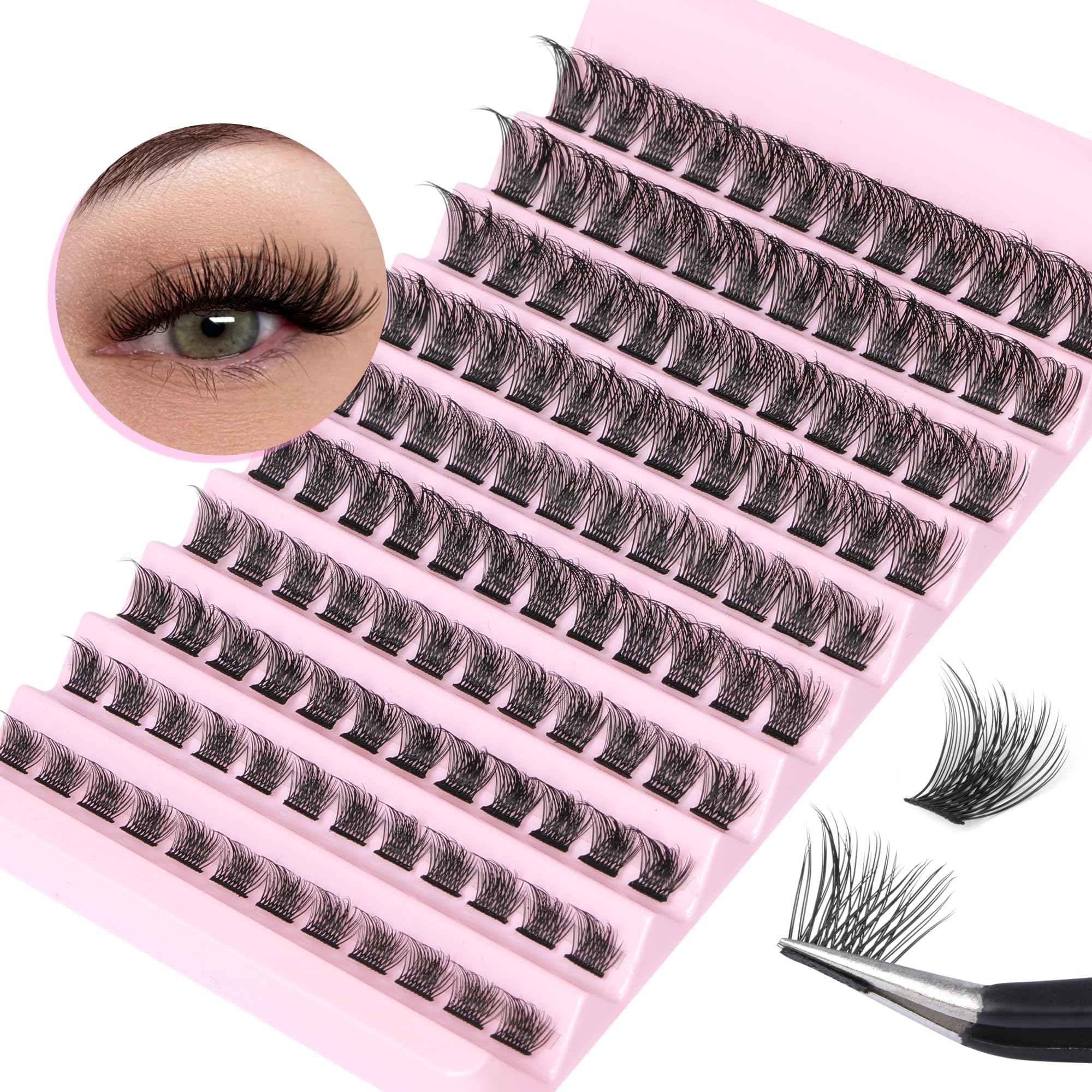 Lash Clusters DIY Eyelash Extension 120 Pcs Cluster Lashes Natural Look Wispy Lash Extension 8-16mm Individual Eyelash Extensions D Curl Cluster False Lashes by TNFVLONEINS