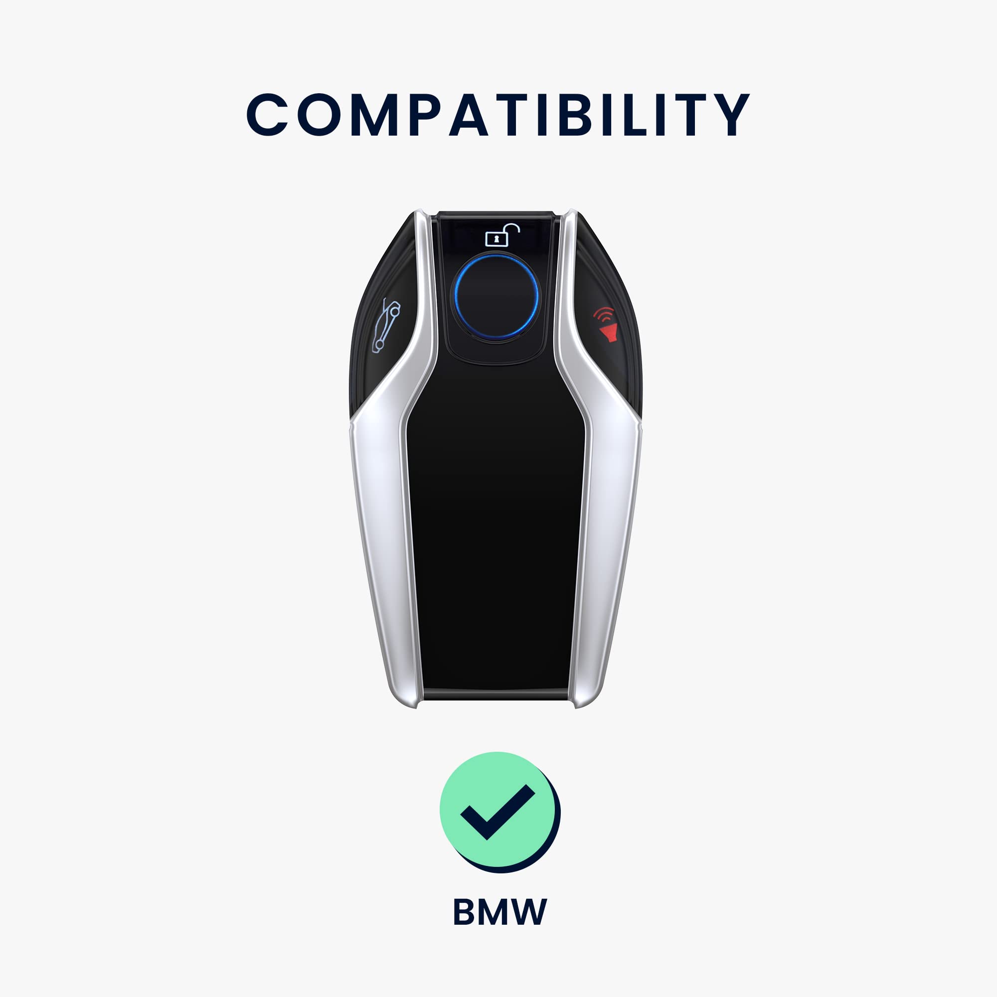 kwmobile Key Cover Compatible with BMW - Silver High Gloss