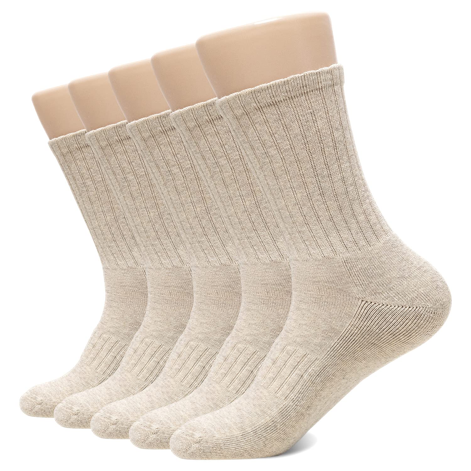 Men Women Cotton Crew Socks for Hiking - Thick Cushioned Athletic Seamless Socks with Arch Support