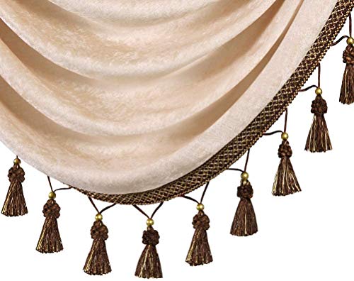 LUXCHIC Thick Chenille Waterfall Swag Valances for Living Room Rod Pocket Valance Curtains for Kitchen (Beige, 30" W x 22" L | 1Panel)
