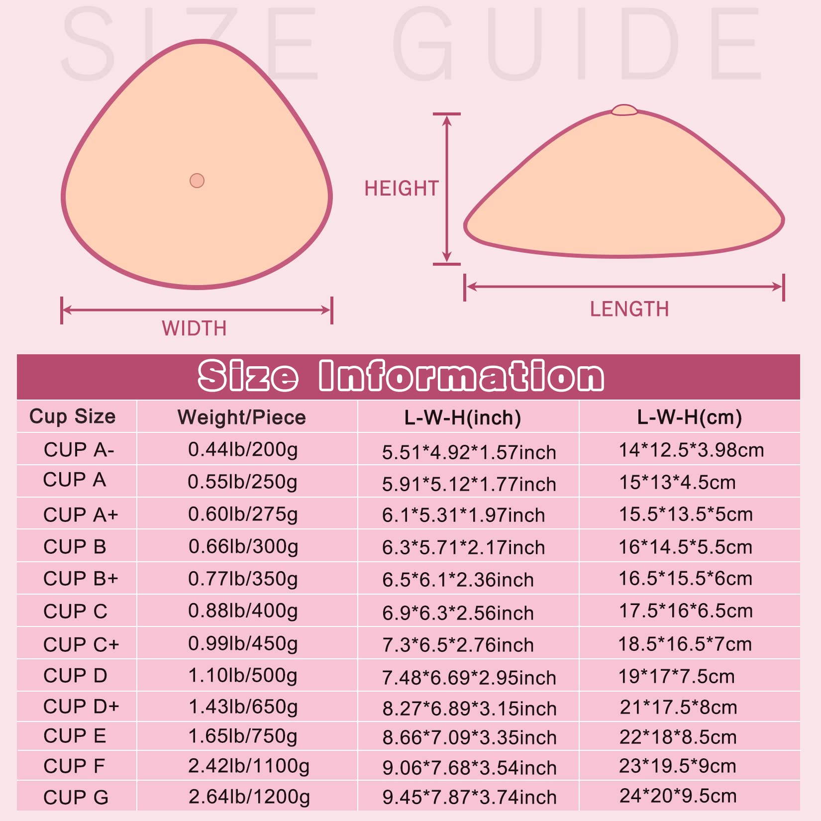 IVITA One Piece F Cup Triangle Shape Silicone Breast Forms for Mastectomy Prosthesis Chest Bra Pad Enhancers