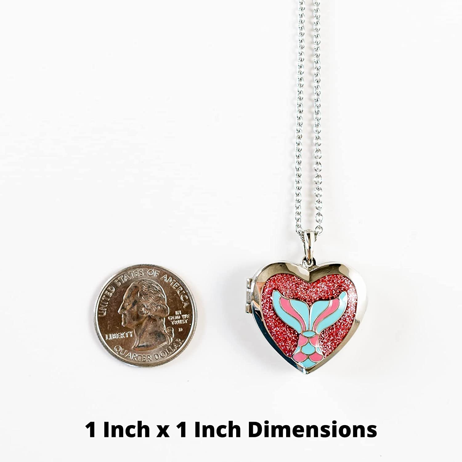 Purple Unicorn & Silver Heart Locket Necklace | Sparkly Glitter Animal Pendant | Secret Inside Storage | Silver Tone Chain |