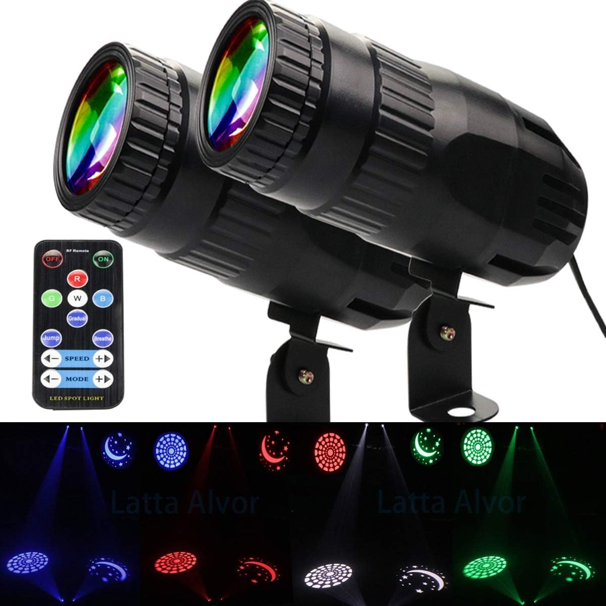Latta Alvor 4 in 1 Small Spotlight Mini RGBW LED Beam Spot Lights Stage Effect Lighting LED Beam Pinspot Light for Mirror Ball Club Party Bar DJ Events (Black)