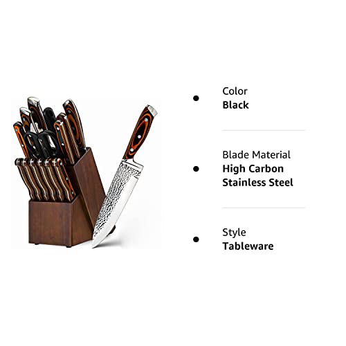 Knife Set, 15-Piece Kitchen Knife Set, Ultra Sharp German Stainless Steel Kitchen Knife Set With Block, Ergonomic Handle Full Tang Forged Gift with Premium Box