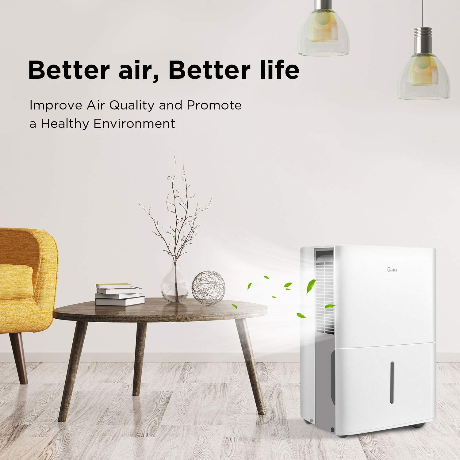 Midea MAD20C1ZWS Dehumidifier for up to 1500 Sq Ft with Reusable Air Filter, Ideal for Basement, Bedroom, Bathroom, 20 Pint-2019 DOE (Previous 30 Pint), White (Renewed)