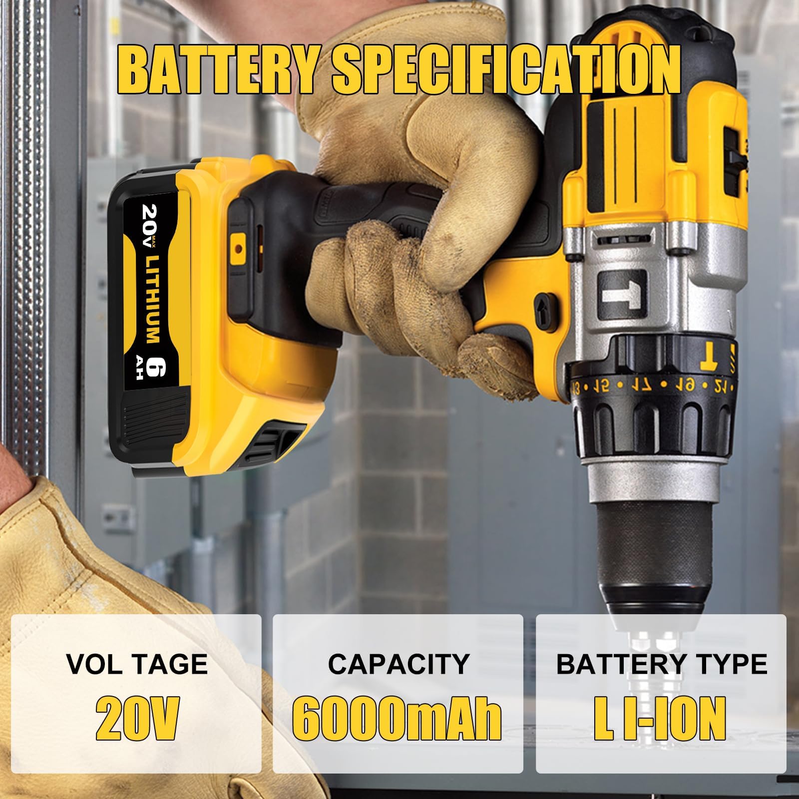 Xmenany 4-Pack 20V 6.0Ah Replacement for DeWalt 20V Battery MAX X*R Lithium Ion DCB200 DCB206 DCB203 DCB181 DCB201 DCB180