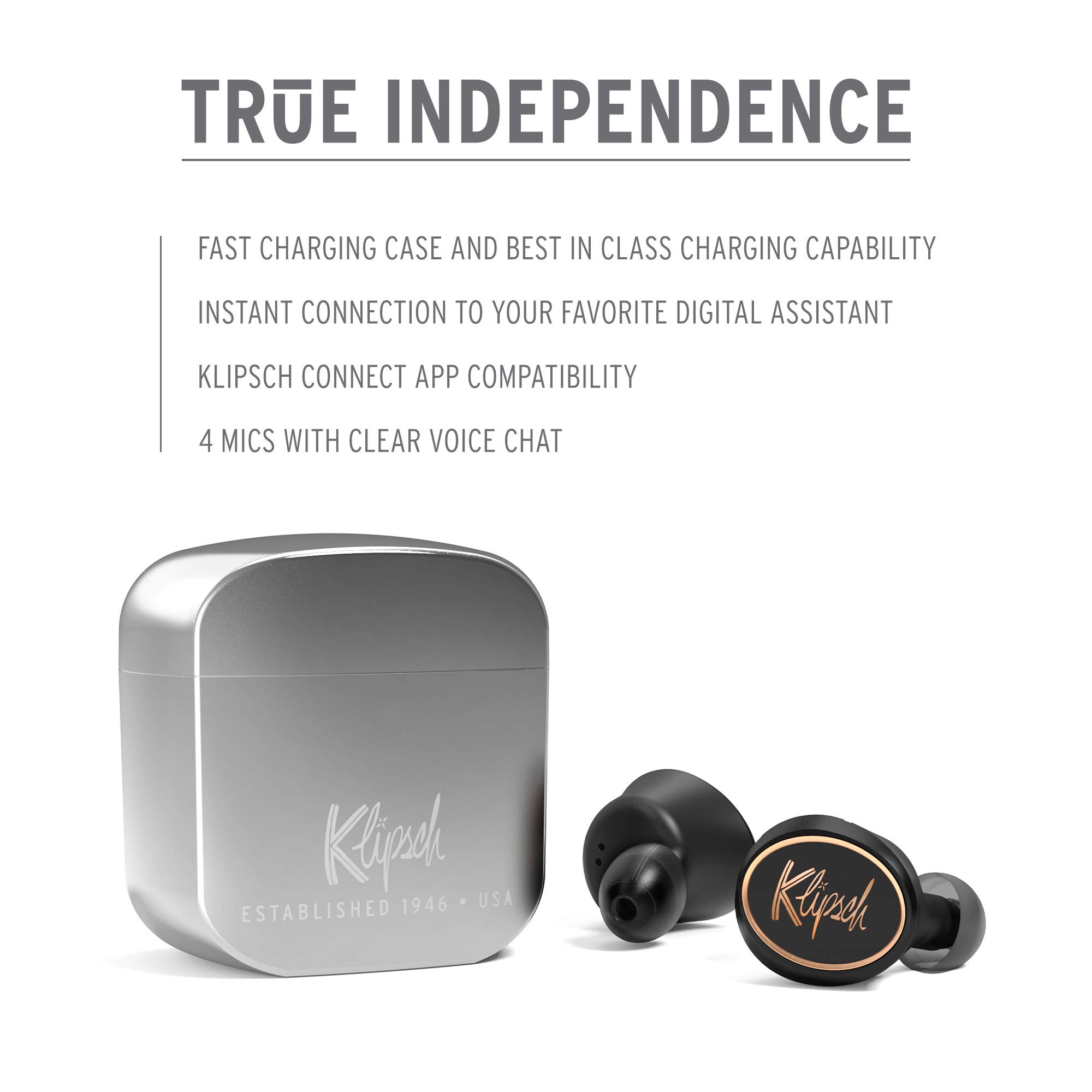 Klipsch T5 True Wireless Earphones - True Wireless Earbuds with Bluetooth 5 (Renewed)