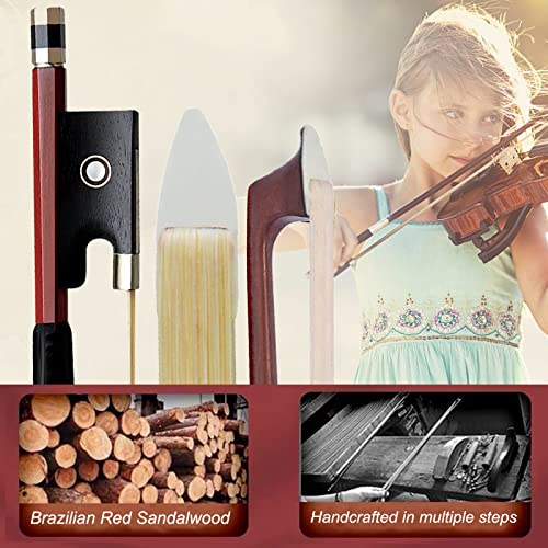 Performance Grade Excellent Tone Violin Bow 4/4 Full Size Eight corners with free rosin and Clean Microfiber Cloths,Natural Mongolian Male Horsehair