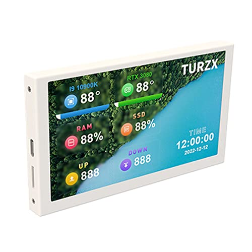 sunnei 5 Inch IPS LCD Monitor Mini Computer Monitor Secondary Screen USB Dynamic Display Sub-Screen Free Drive AIDA64, White