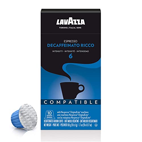 Lavazza Decaffeinato Ricco Espresso Dark Roast Capsules Compatible with Nespresso® Original* Machines (Pack of 100)