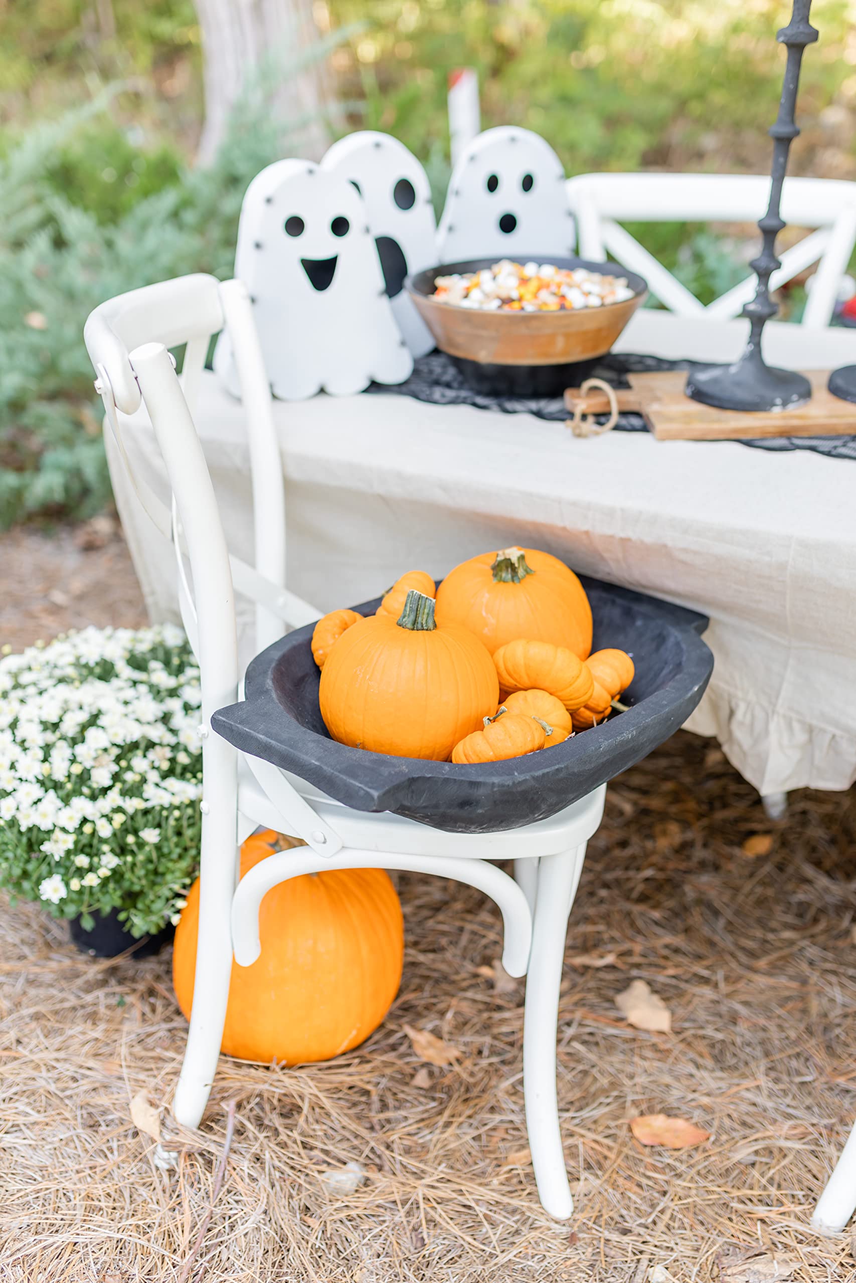 Mud Pie Oval Dough Bowl Set, Black, small 12" x 17" | large 14 1/2" x 21"
