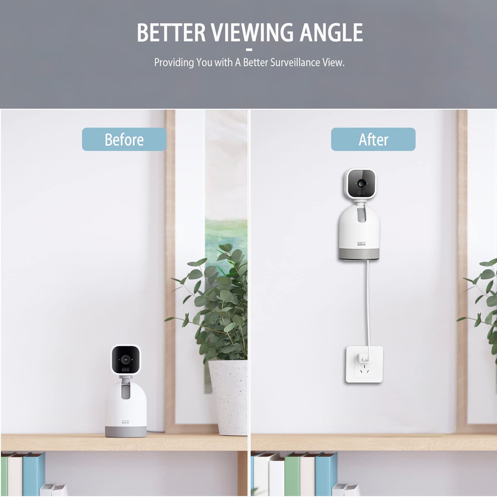 PUUUCI Wall Mount for Blink Mini Pan-Tilt Camera - Blink Mini Pan-Tilt Camera Black Stainless Steel Wall Mount Bracket/Holder for Home/Apartment/Office Indoor (1-Pack)