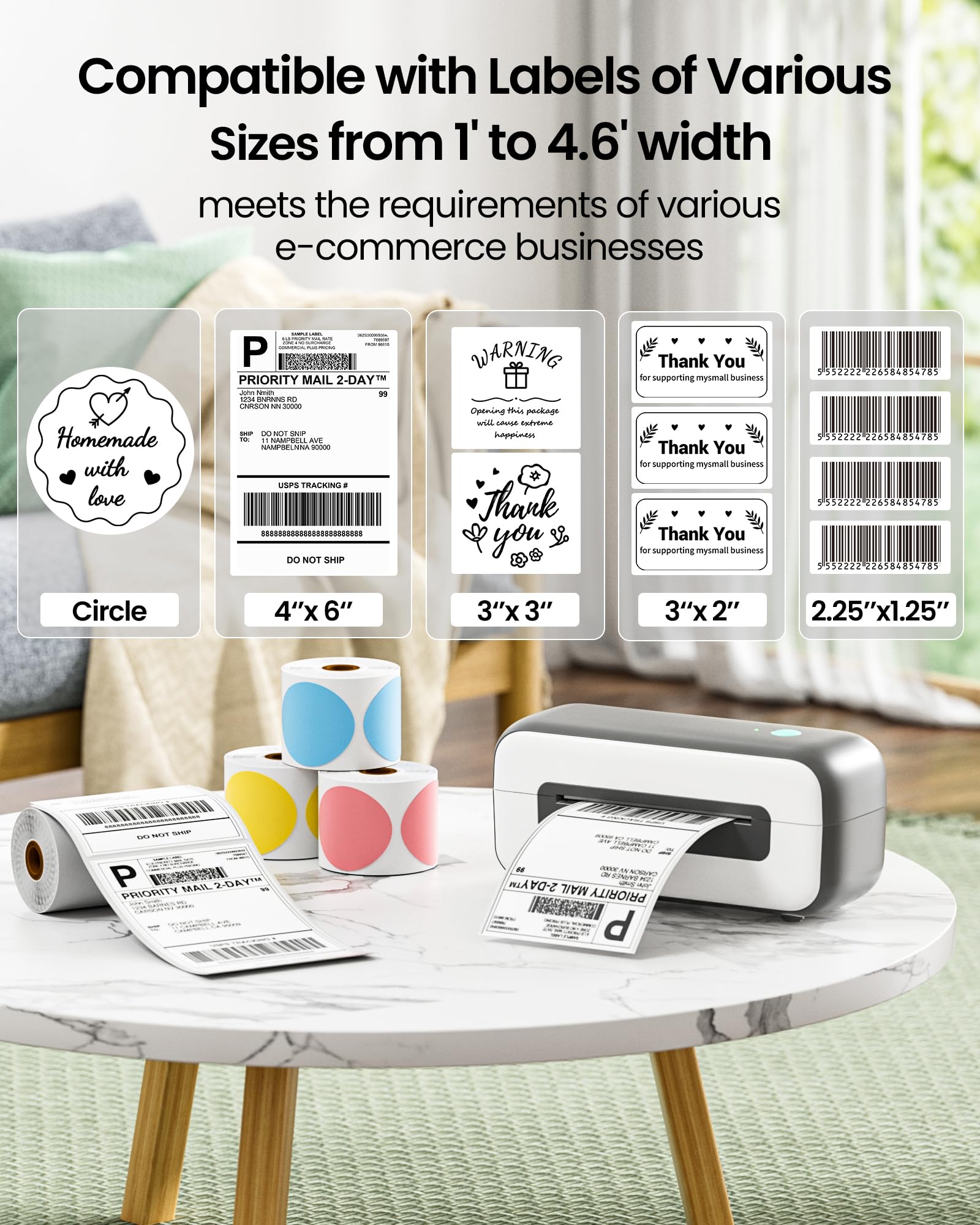 Itari Thermal Label Printer-Shipping Label Printer, 4×6 Label Printer for Small Business, Desktop Thermal Printer for Windows, Mac, Chrome OS
