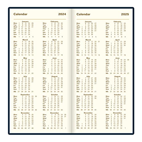 Letts of London Signature Weekly/Monthly Planner, 12 Months, January to December, 2024, Bonded Leather, Slim Size, 6.625" x 3.25", Blue (C38SUBE-24)