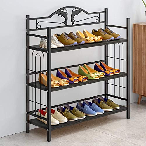 JAHH Classics 3-Tier Stackable 9-Pair Woodgrain Resin Slat Shelf Sturdy Metal Frame Shoe Storage Rack Organizer, Perfect for Bedroom, Closet, Entryway, Dorm Room, Espresso